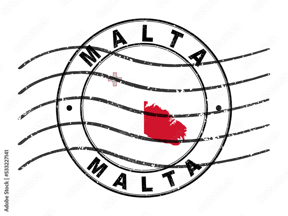 Map of Malta, Postal Passport Stamp, Travel Stamp ilustración de Stock ...