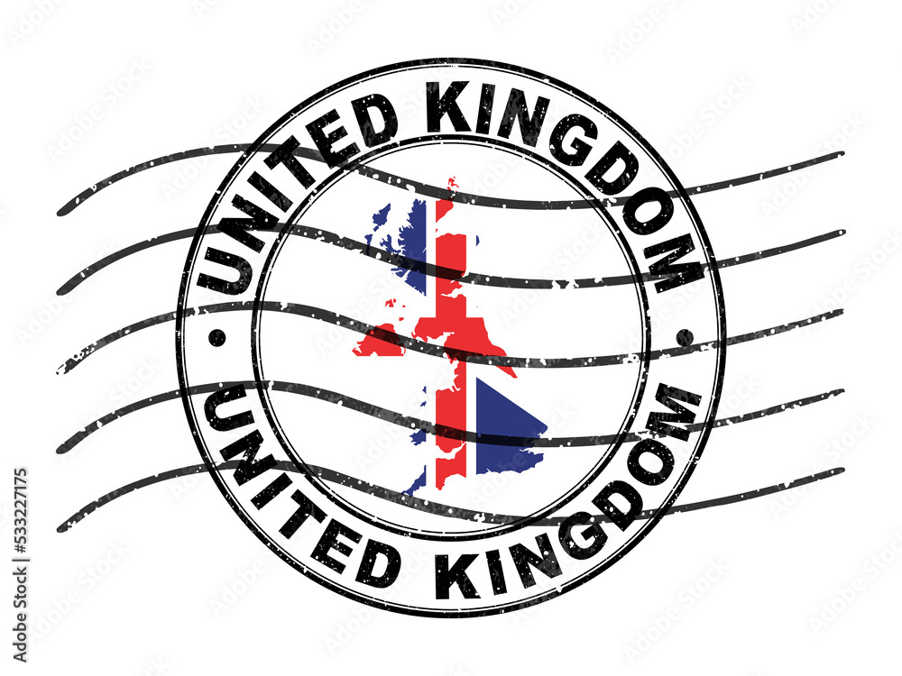 Map of United Kingdom, Postal Passport Stamp, Travel Stamp Stock ...