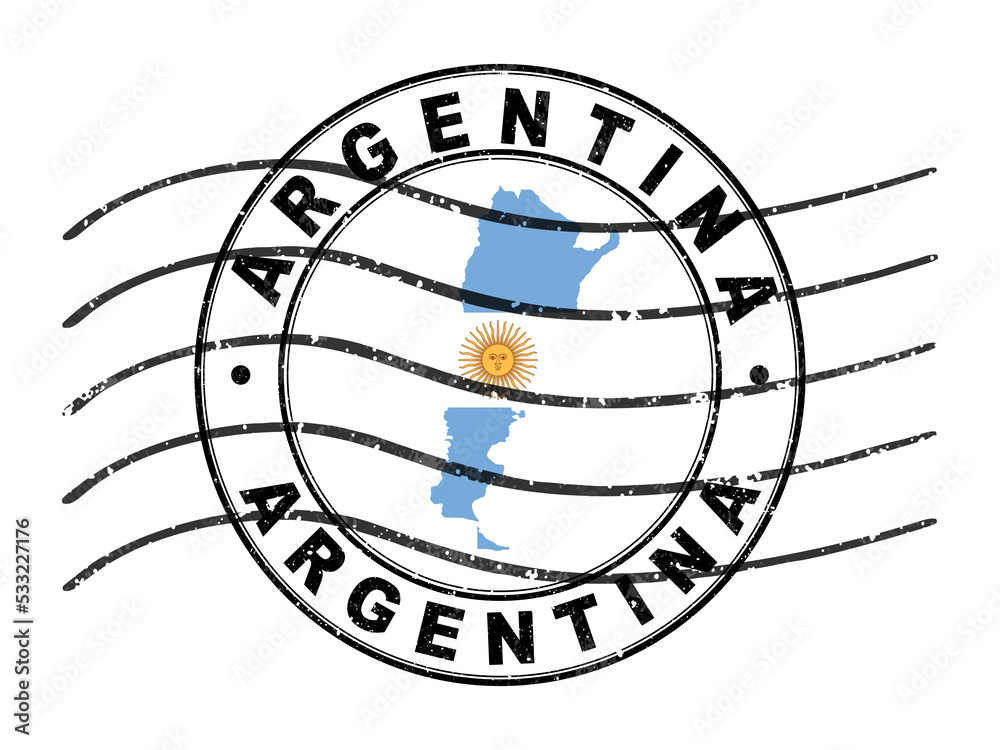 Map of Argentina, Postal Passport Stamp, Travel Stamp Stock ...