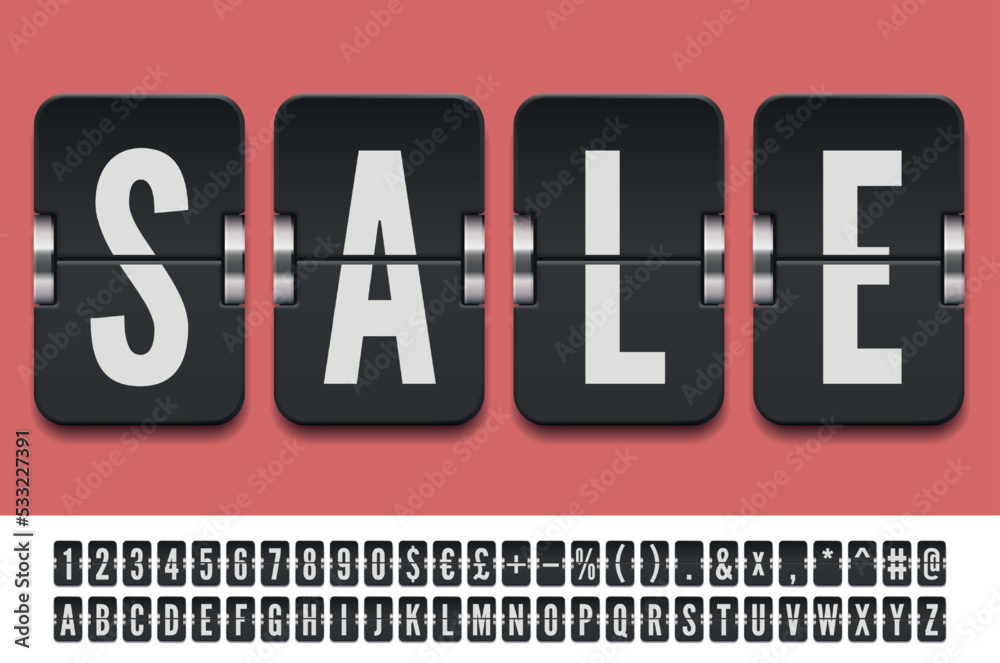 Terminal flip board font for flight destination vector illustration ...