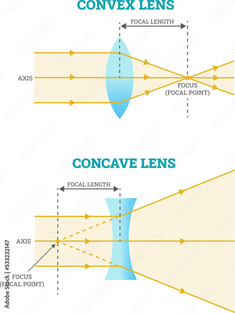 Photo & Art Print Convex and concave lens, vector illustration diagrams ...