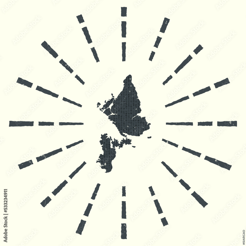 Siargao Logo. Grunge sunburst poster with map of the island. Shape of ...