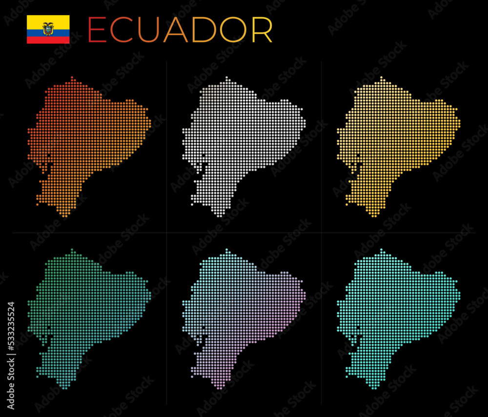 Vetor de Ecuador dotted map set. Map of Ecuador in dotted style ...