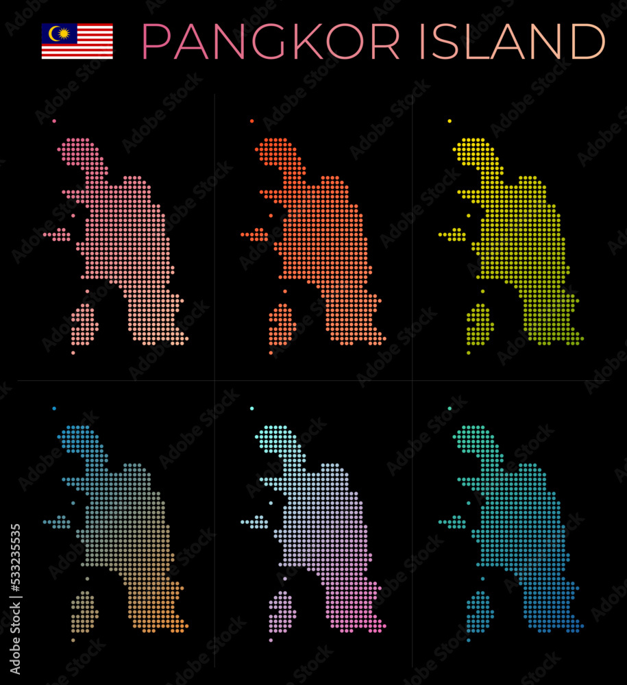 Pangkor Island dotted map set. Map of Pangkor Island in dotted style ...