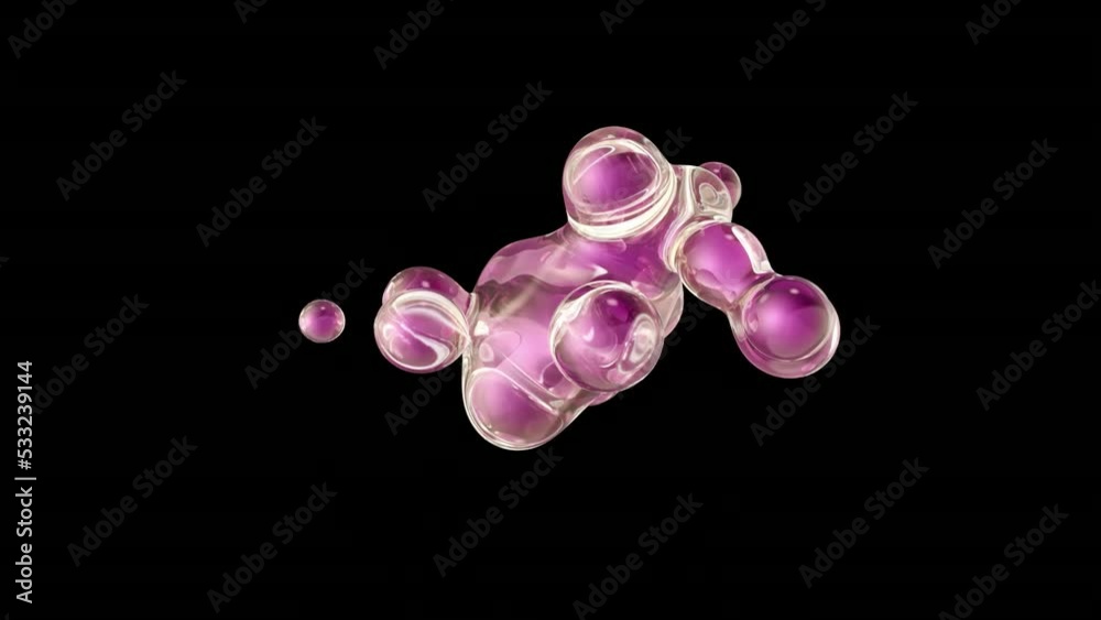 Fluid liquid glass blob, metaball morphing animation. Scattering ...
