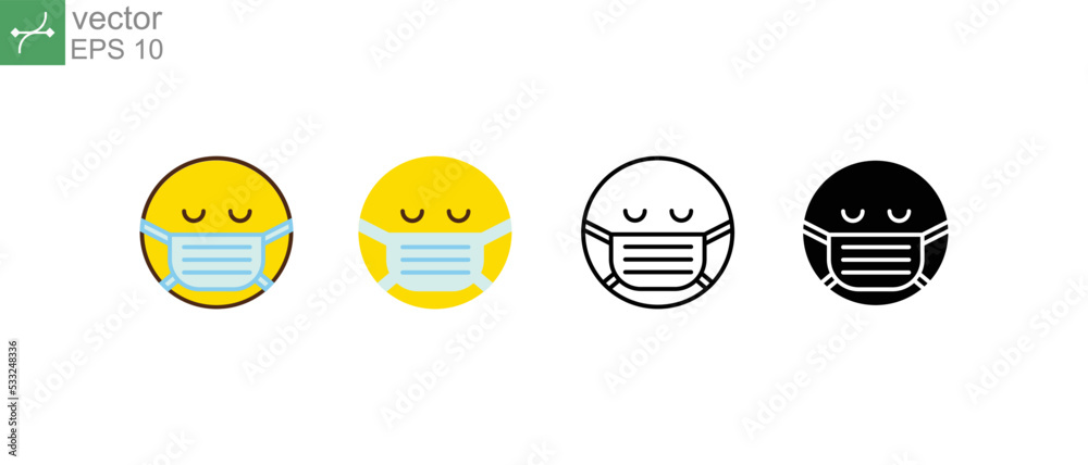 Sick emoticon with medical or surgical mask for online chat in comment ...