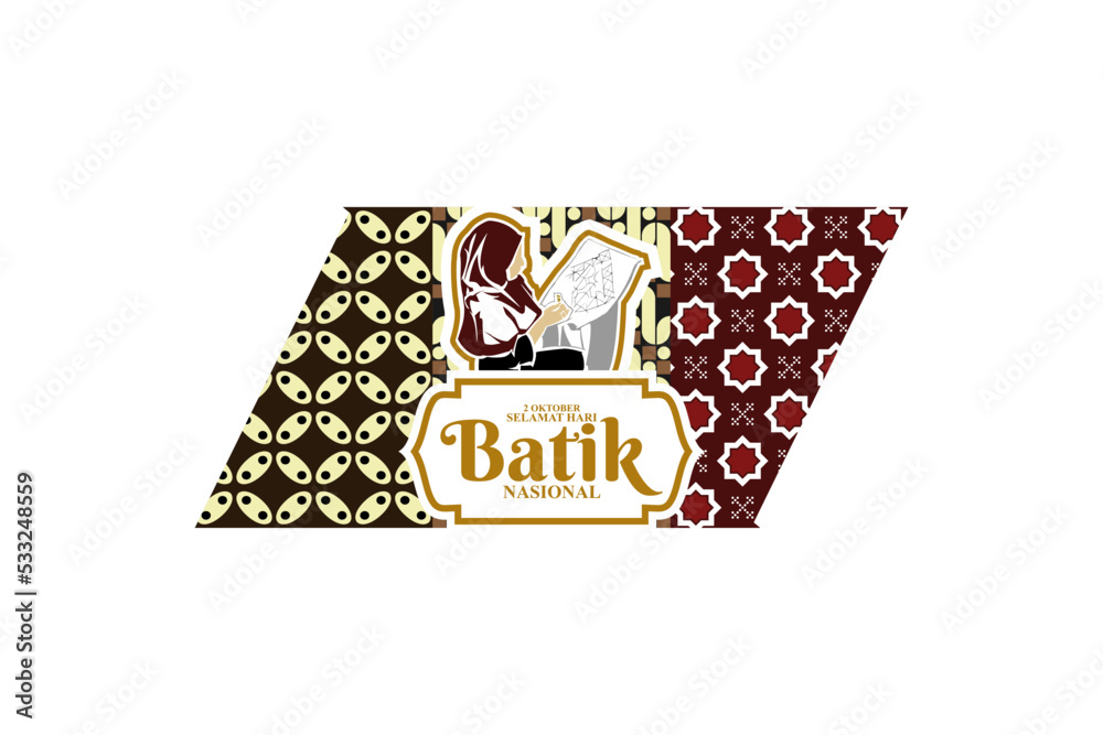 Indonesian Holiday Batik Day Illustration.Translation: October 02 ...