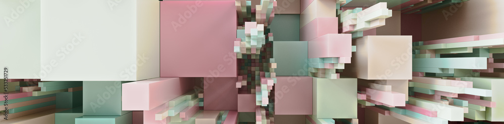 Multicolored 3D Block background. Tech Wallpaper with Pastel colors. 3D ...