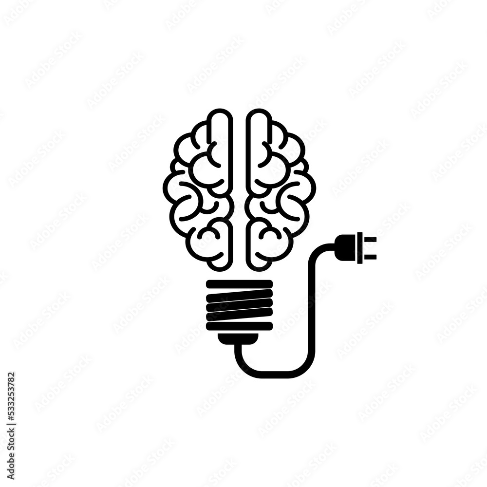 Brain light bulb icon on white background vector illustration Stock ...