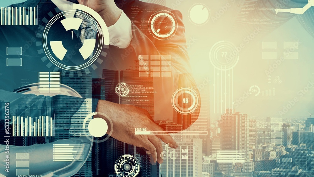 Future building construction and inventive engineering project concept ...