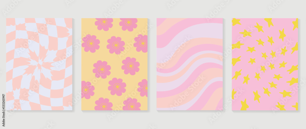 Collection of y2k style background vector. Set of lovely vibes ...