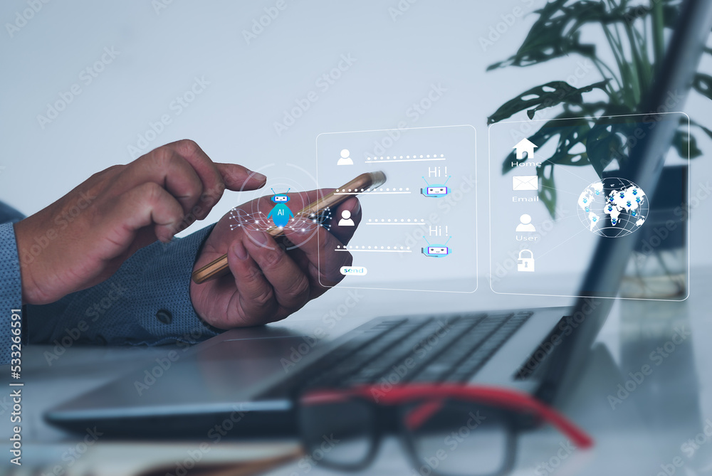 Artificial intelligence technology concept.Chatbot intelligent digital ...