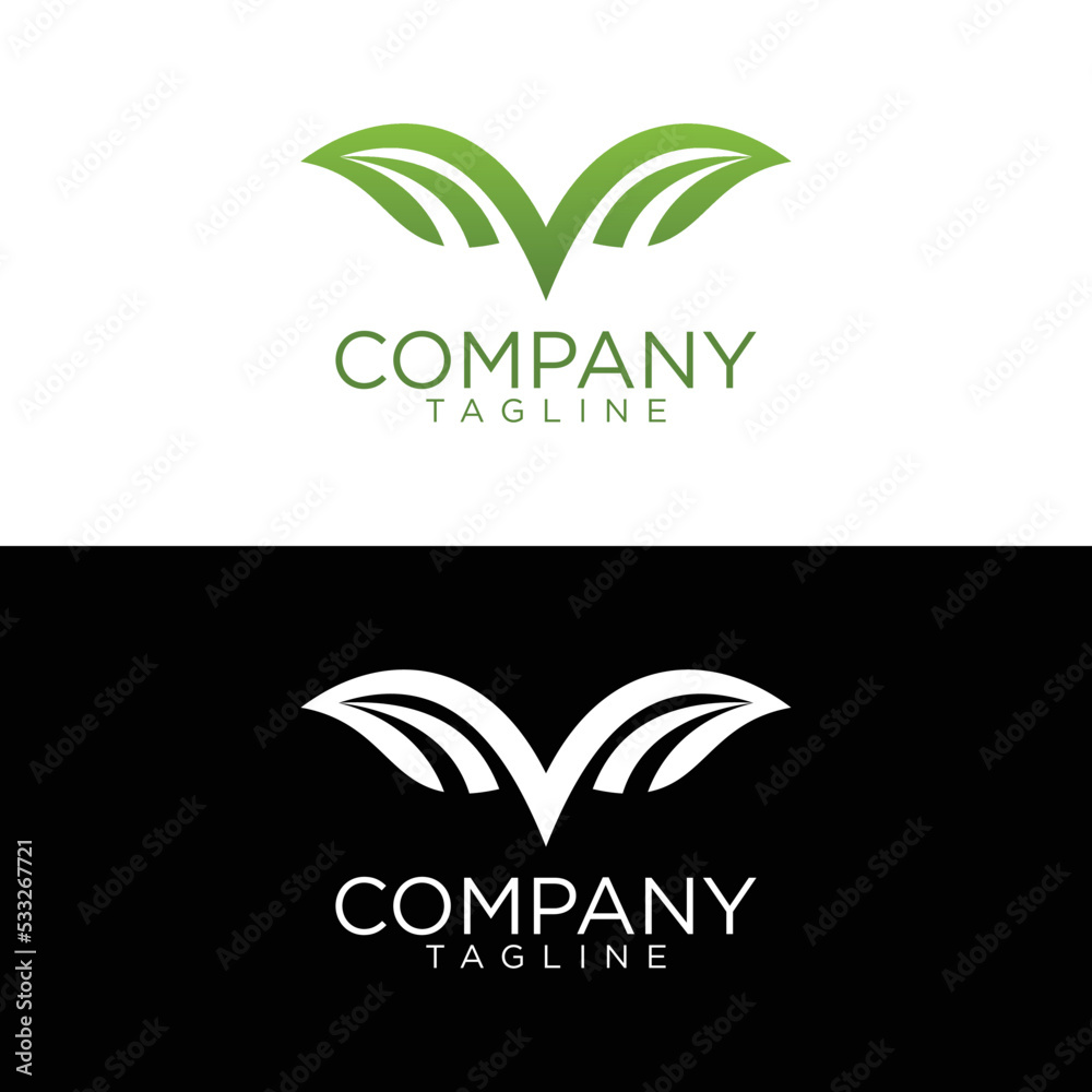 v leaf logo design and premium vector templates Stock Vector | Adobe Stock