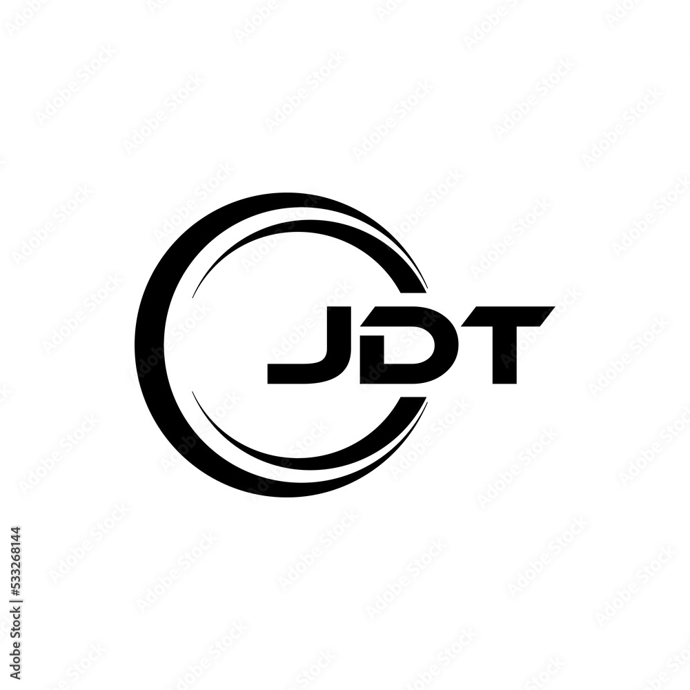 JDT letter logo design with white background in illustrator, cube logo ...