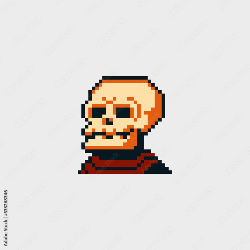 Vecteur Stock Skull pixel art icon. Design for logo, sticker, mobile ...