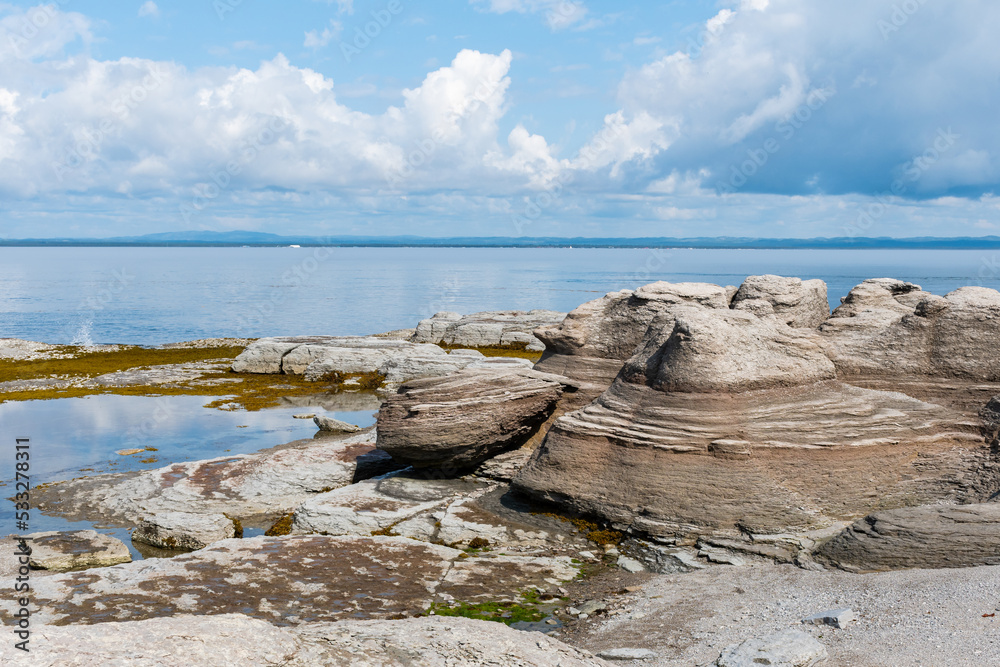 Beautiful view of colossal limestone outcroppings on the "île Nue de ...