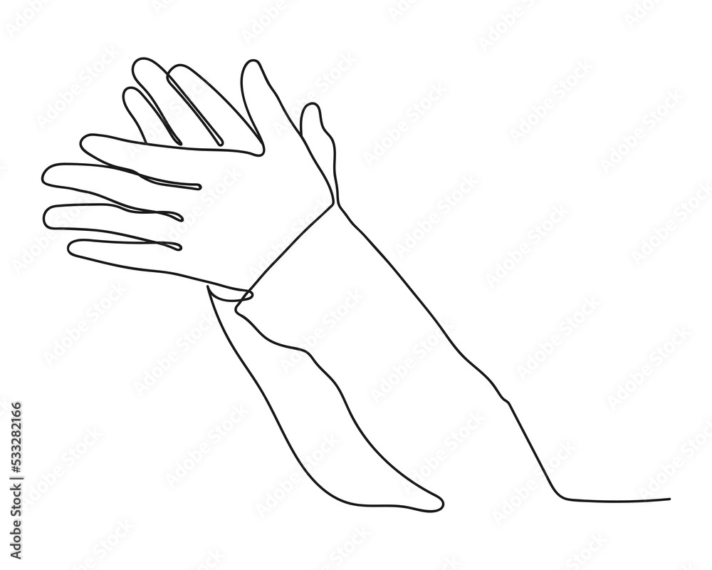 Line art vector illustration of Hands. Hands Clapping, concept of ...