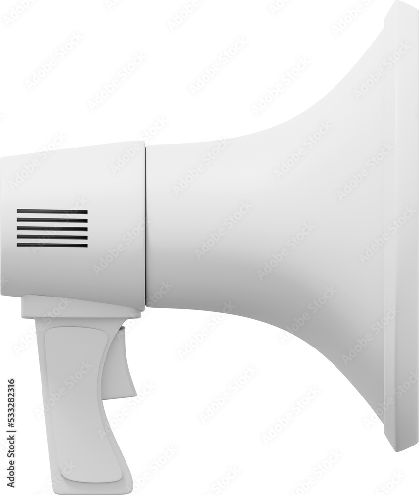 Megaphone realistic white side view. PNG icon on a transparent ...