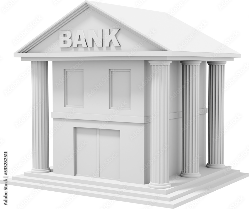 Bank office building is white. PNG icon on transparent background. 3D ...