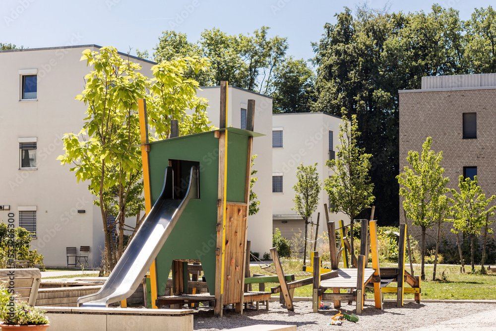 Kids Playground Slide Residential buildings. Modern Playground for ...