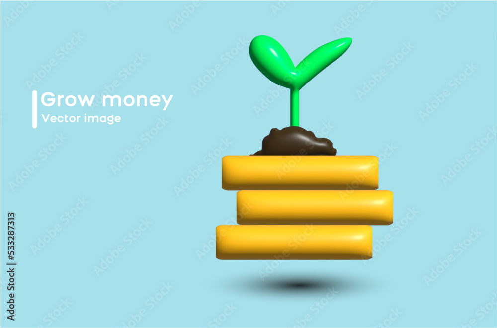 Grow money is a business strategy, save costs Stock Vector | Adobe Stock