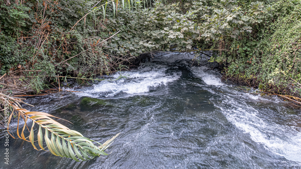 Dan River, originating from Tel Dan springs, the largest of the Jordan ...