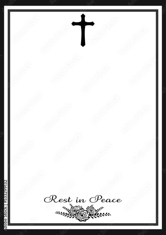 Vector - Border or frame with cross and lettering Rest in peace, flower ...