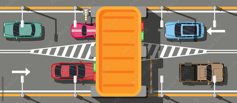 Traffic Toll Gate Top View. Stock Illustration | Adobe Stock