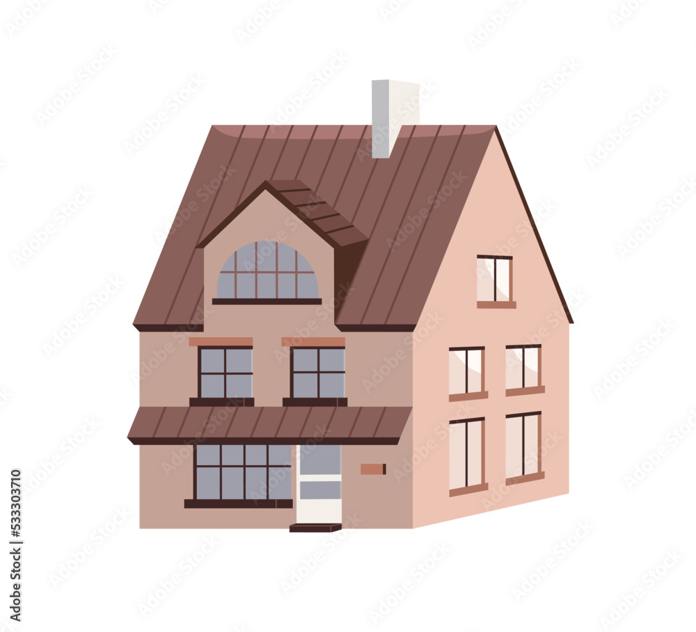 Residential house facade. Home building, outside view. Dwelling, living ...