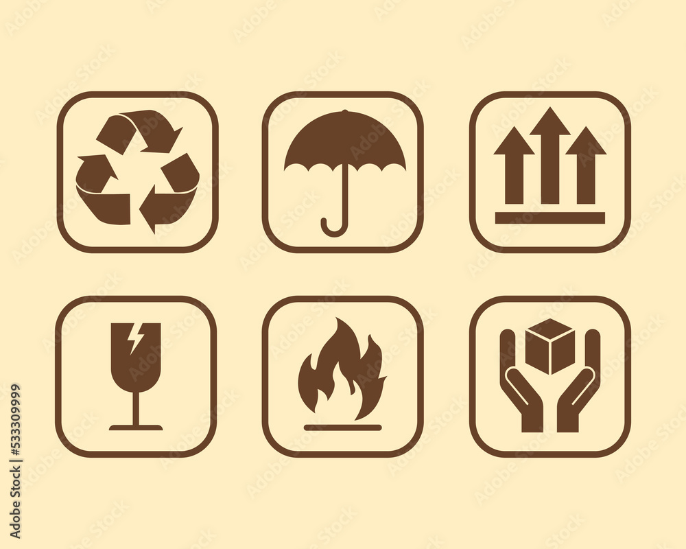 Vector design of Cardboard Box Packaging Symbols. cargo packing symbols ...