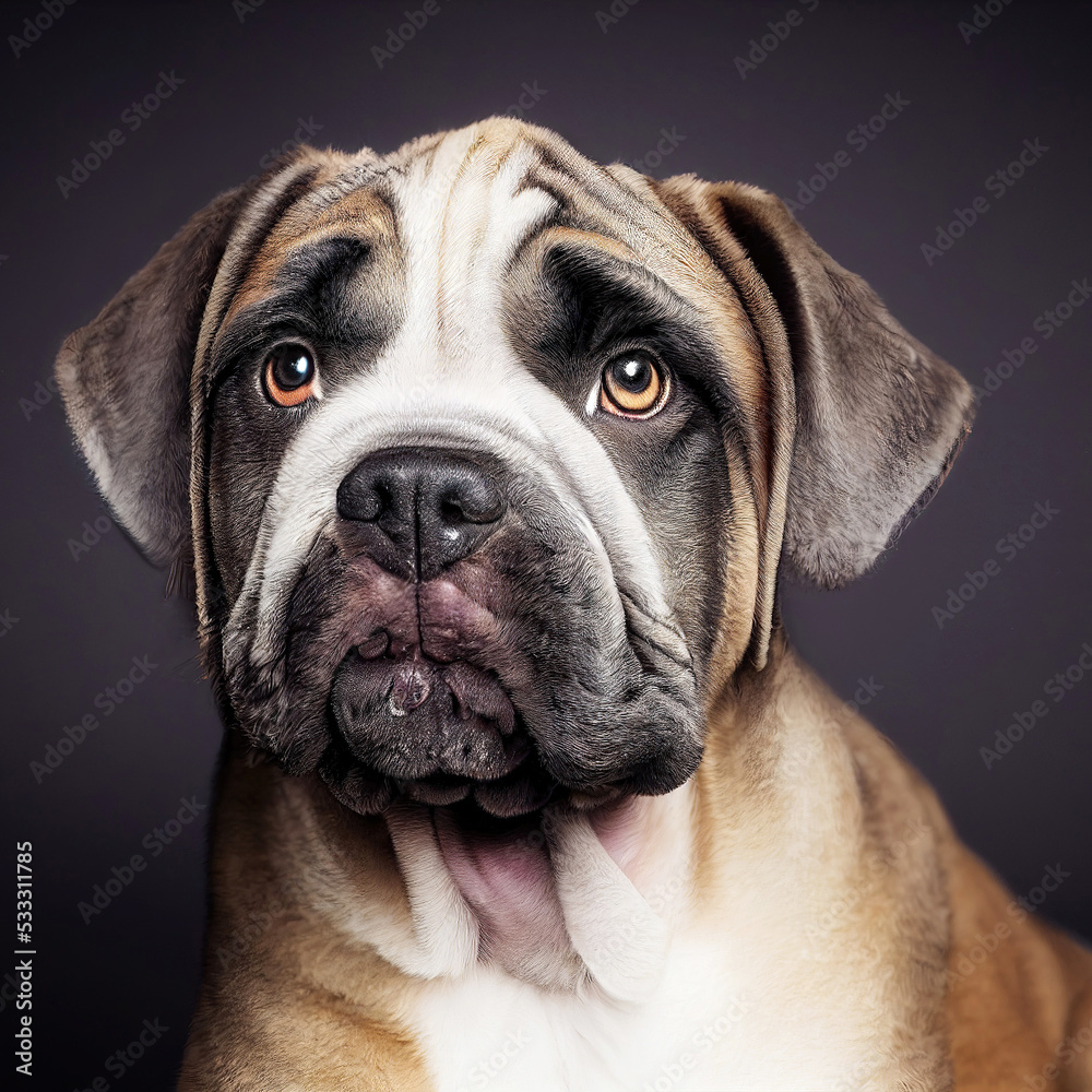 Cute mastiff dog puppy in studio Stock Illustration | Adobe Stock