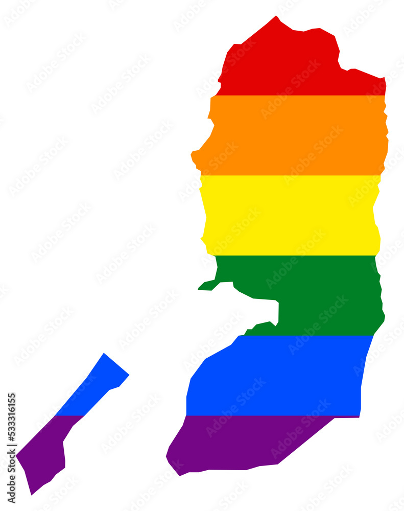 Palestine map with pride rainbow LGBT flag colors Stock Illustration ...