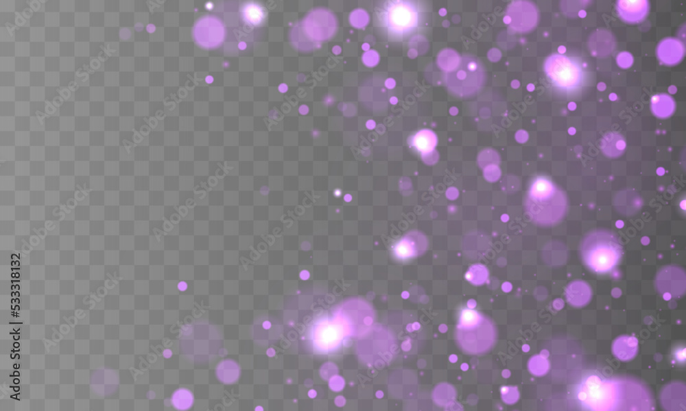 Colorful purple bokeh effect. Abstract Christmas texture glitter blur ...