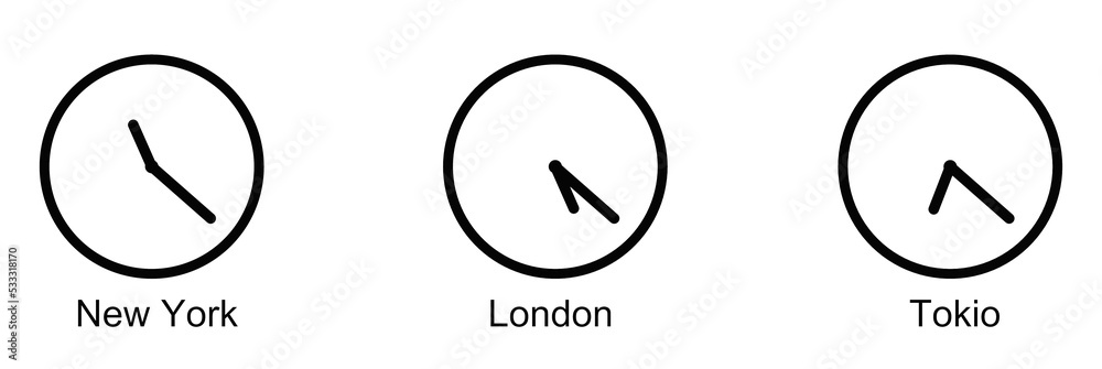 Photo & Art Print A clock with different time indications is isolated ...