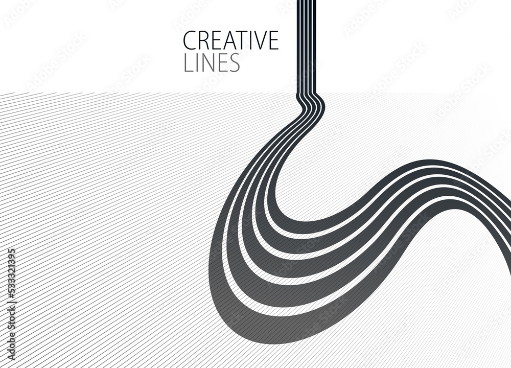 Future lines in 3D perspective vector abstract background, black and ...