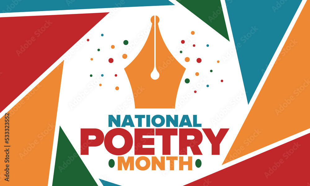 National Poetry Month in April. Poster with handwritten lettering ...