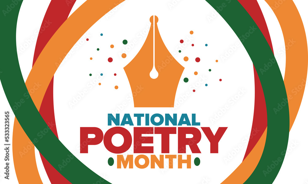National Poetry Month in April. Poster with handwritten lettering ...