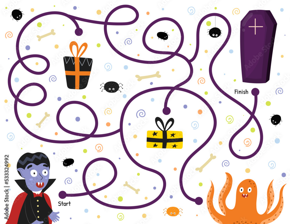 Help a cute vampire find path to the coffin. Halloween maze game for ...
