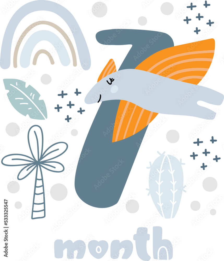 7 seven months Baby boy anniversary card metrics. Baby shower print ...