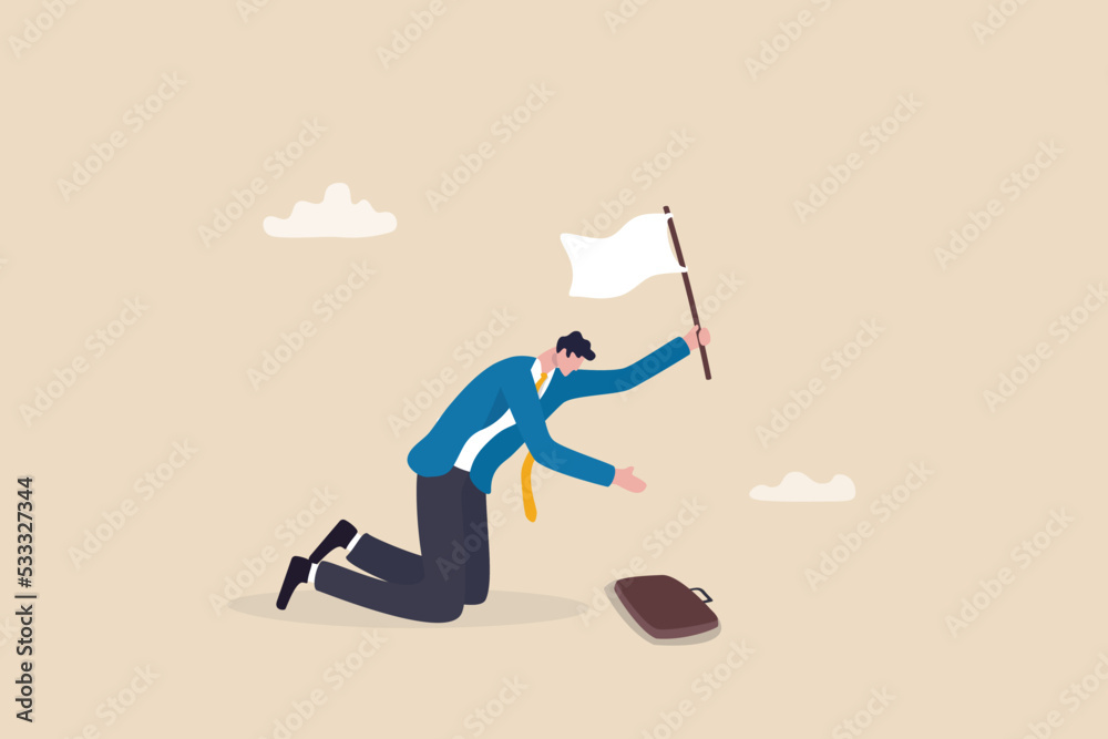 Give up, abandon hope or dream, loser or business failure, fatigue or ...