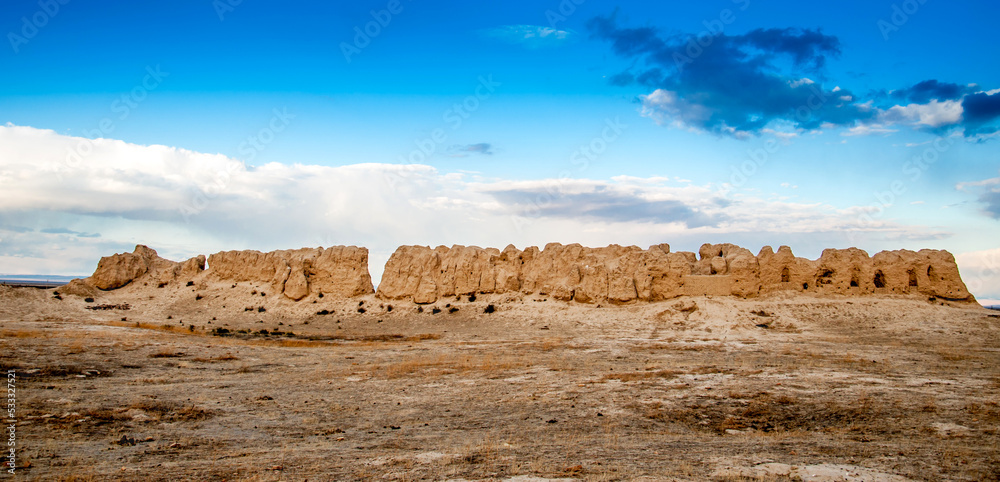 Ruins of the ancient city of Sauran. Historical place of Kazakhstan ...