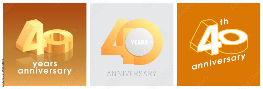 40 years anniversary set of vector graphic icons, logos. Design ...