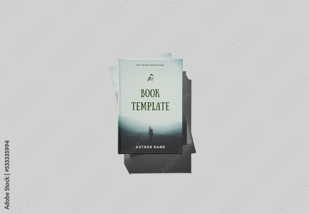 Stack of Two Hardcover Book Mockup On a Customizable Background Stock ...