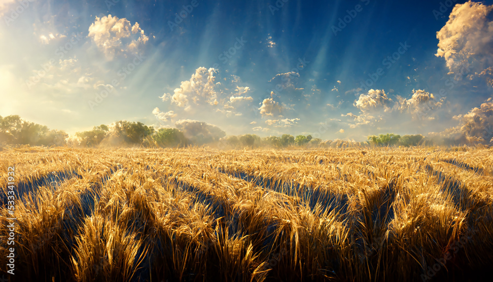 champs de blé en été Stock Illustration | Adobe Stock