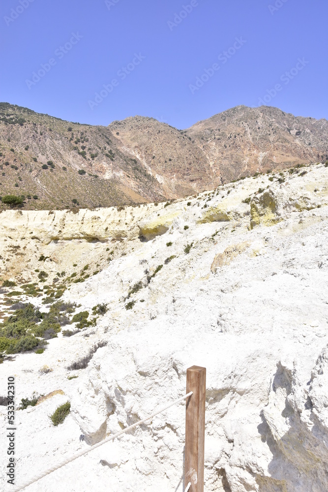 A view of the active hydrothermal crater of Stefanos volcano on the ...
