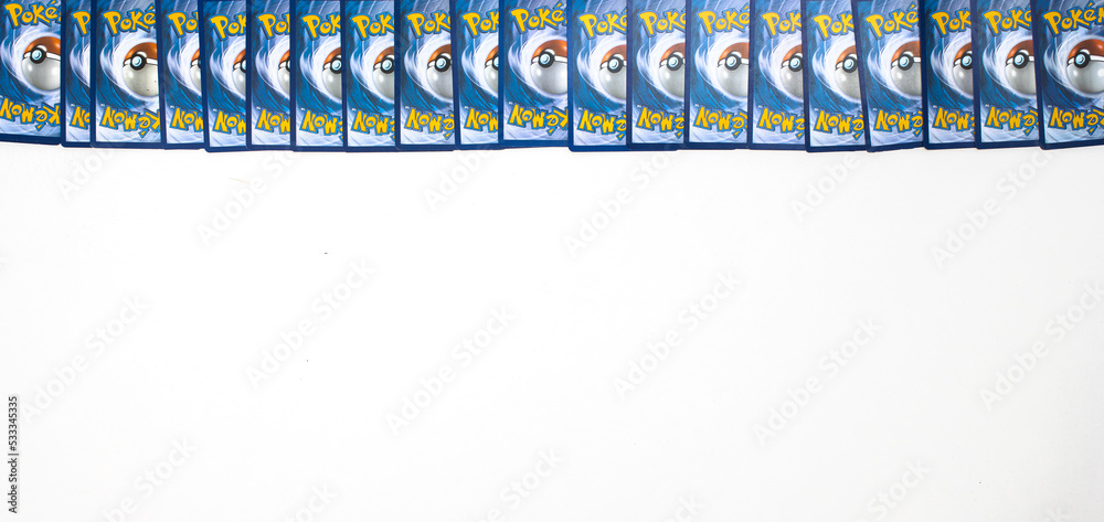 Pokemon trading cards, frame of multiple card backs, isolated on white ...