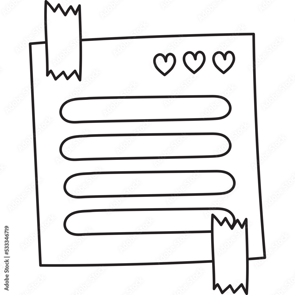 love sticky note text box vector doodle clipart Stock Vector | Adobe Stock