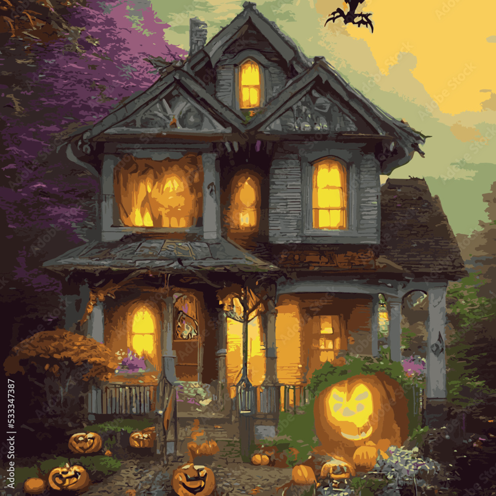 Halloween creepy vector background. Scary cartoon illustration. Horror ...