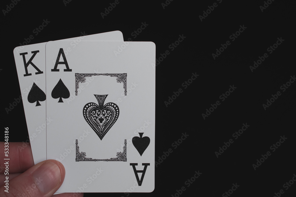 Ace of Spades on a black background and King of Spades on a Stock Photo ...