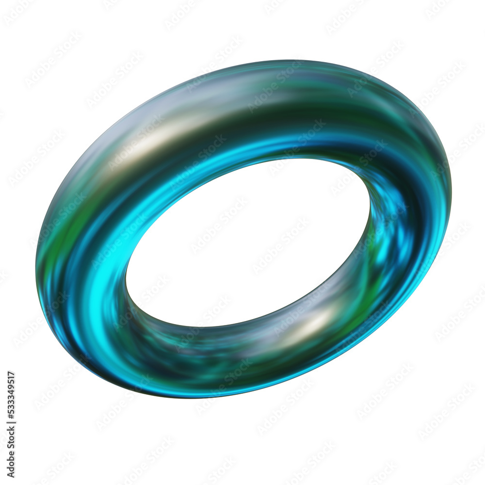 3d torus shape in glass material full of water. Fluid texture png ...